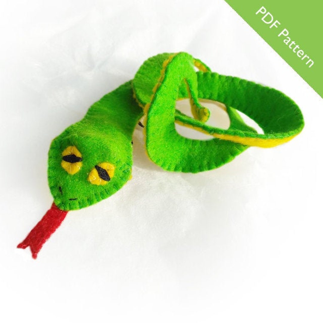 Pattern, Snake Felt Finger Puppet Pattern, Snake Pattern, Green Snake ...
