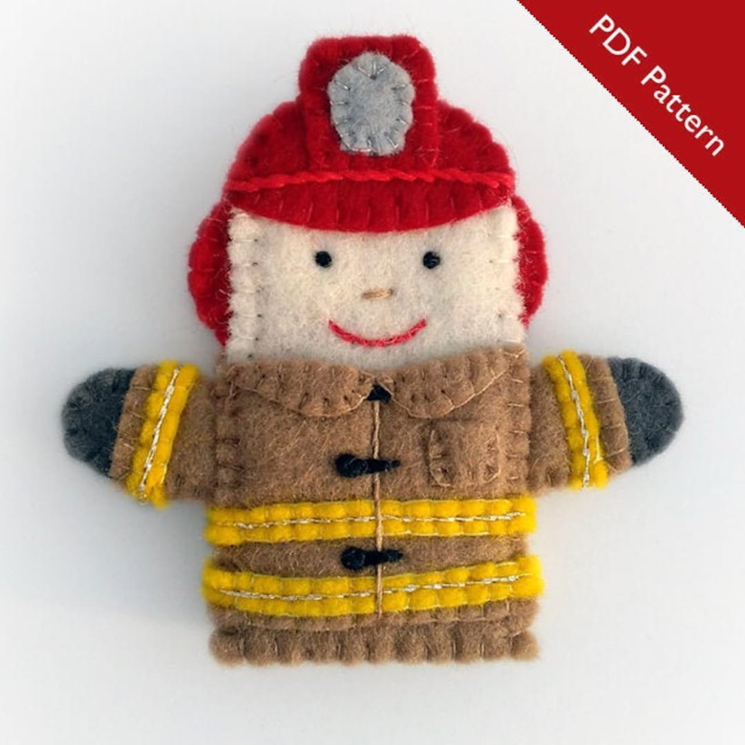 Pattern, Firefighter Finger Puppet Pattern, Firefighter Felt Finger ...