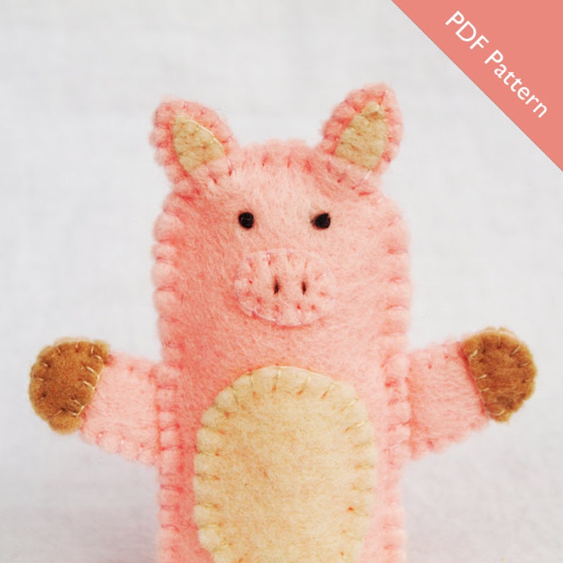 Pattern, Pig, Pig Felt Puppet, Finger Puppet Pattern - Etsy