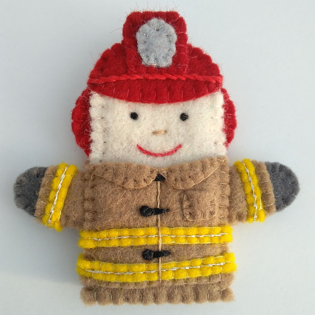 Firefighter Finger Puppet, Firefighter Felt Finger Puppet, Firefighter ...