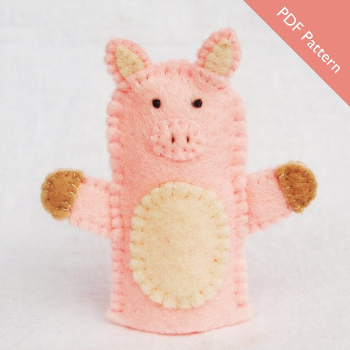 Pattern, Pig, Pig Felt Puppet, Finger Puppet Pattern - Etsy