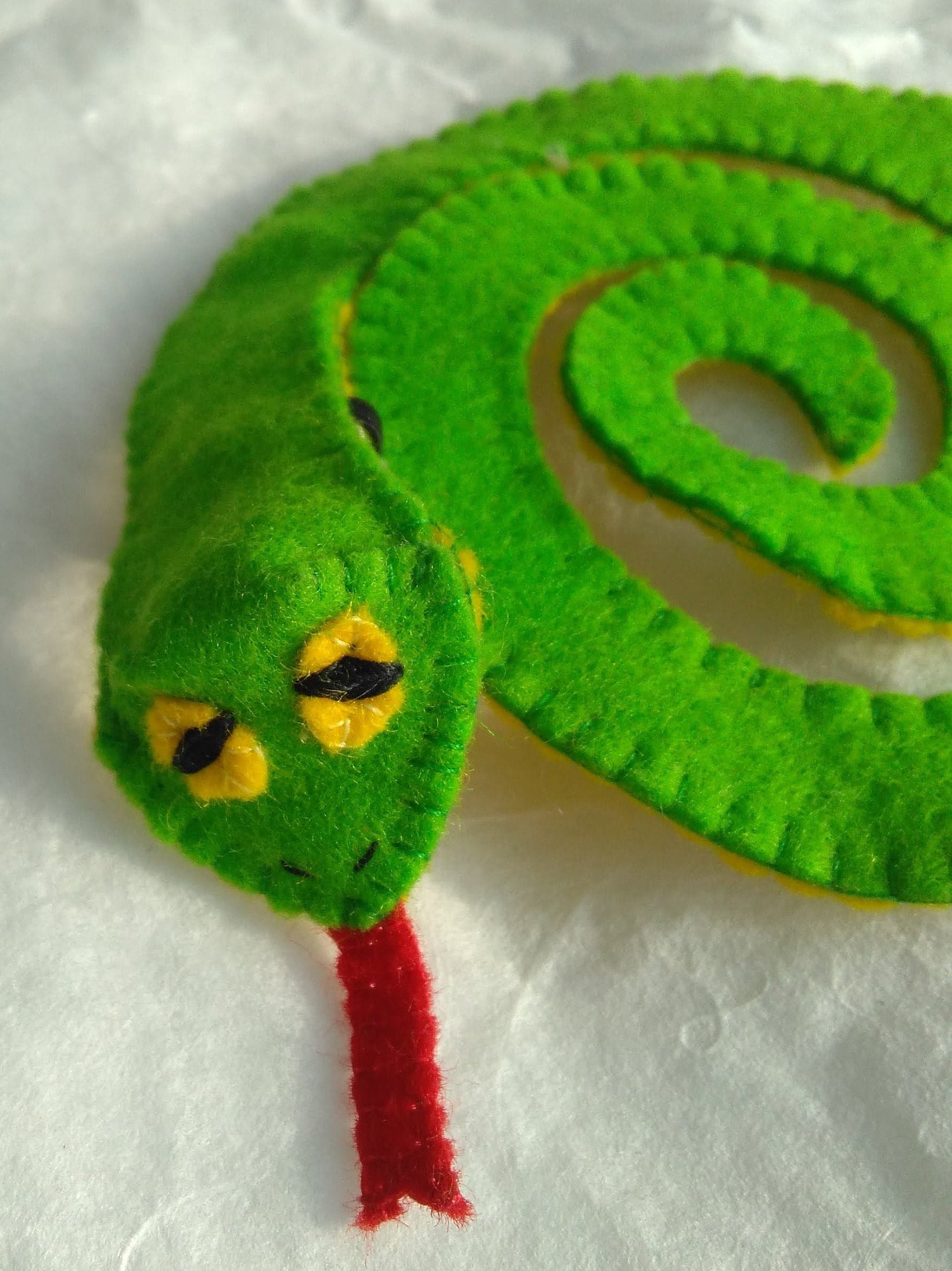 Snake Felt Finger Puppet, Snake, Green Snake, Yellow Green Snake, Snake ...
