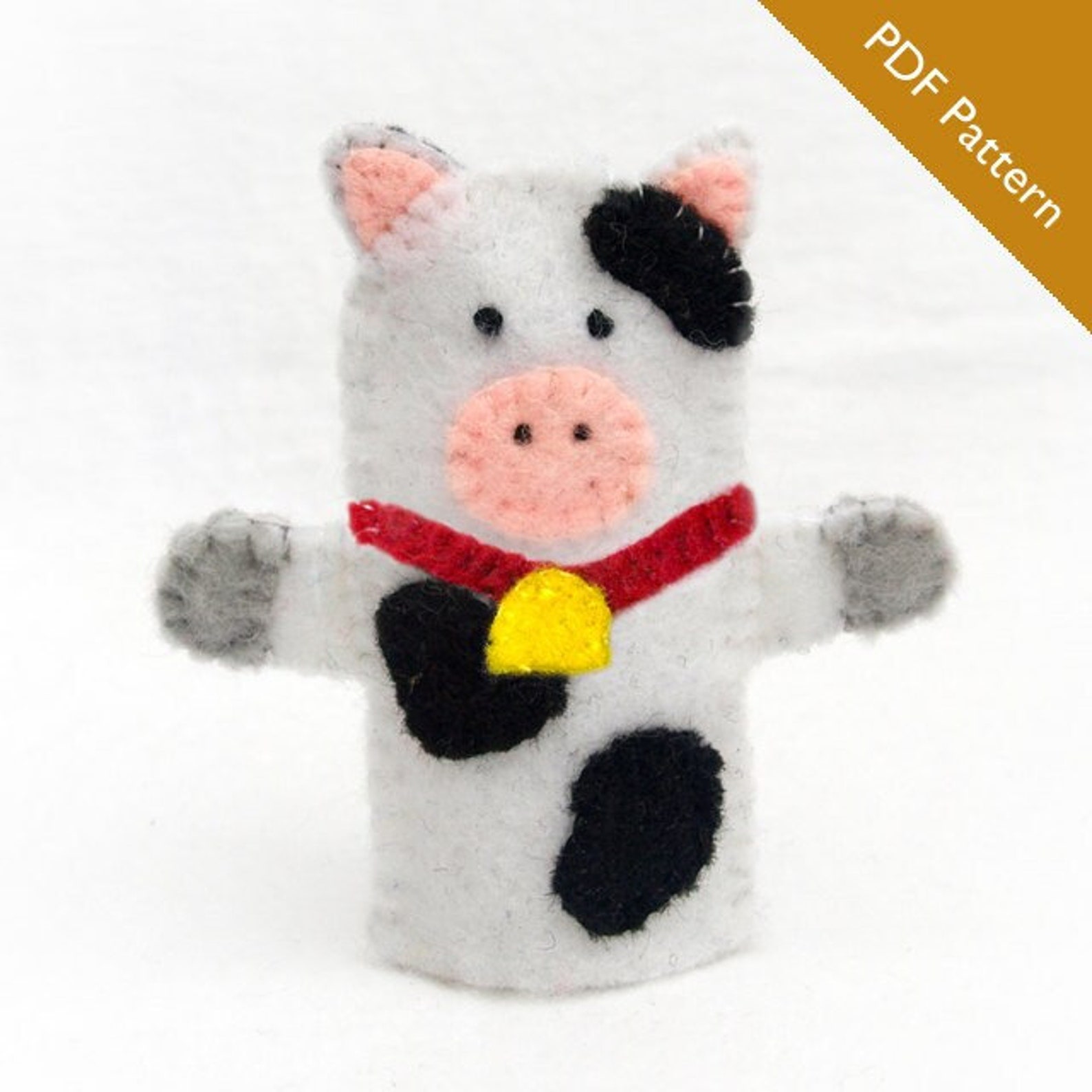 Cow Pattern, Cow Finger Puppet Pattern, Puppet Pattern, Cow Finger ...
