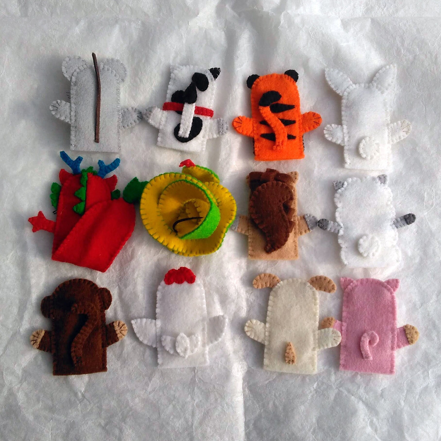 Chinese Zodiac Felt Finger Puppet, Chinese New Year, Mouse, Cow, Tiger ...
