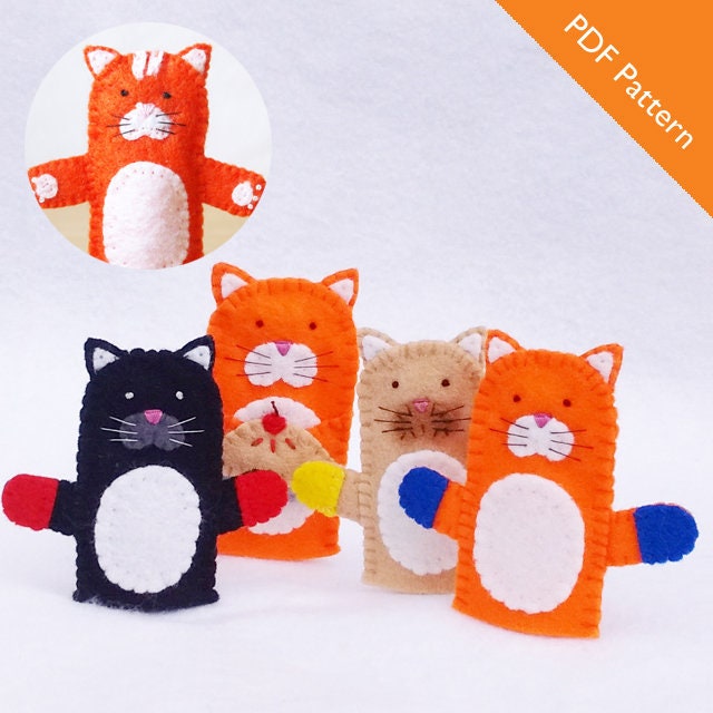 Double Sided Felt Finger Puppet Pattern, Three Little Kitten Lost Their ...