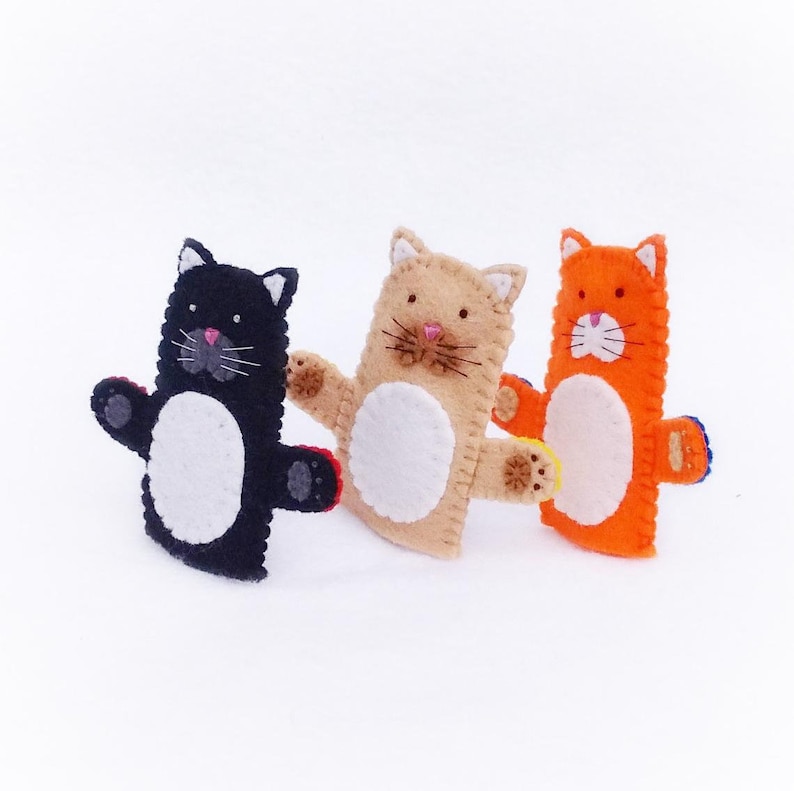 Double Sided Felt Finger Puppet Pattern Three Little Kitten | Etsy
