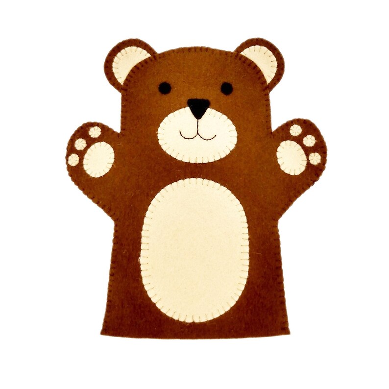 Brown Bear Hand Puppet, Felt Hand Puppet, Brown Bear Felt Hand Puppet ...