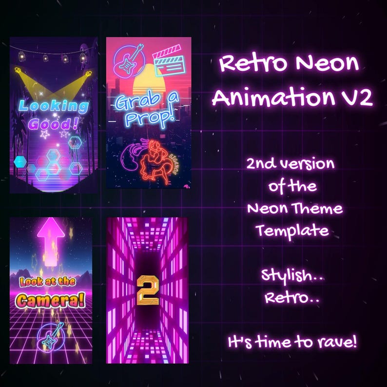 10 Retro Neon Mirror Booth Animations | Nostalgic Vintage MP4 Pack With ...