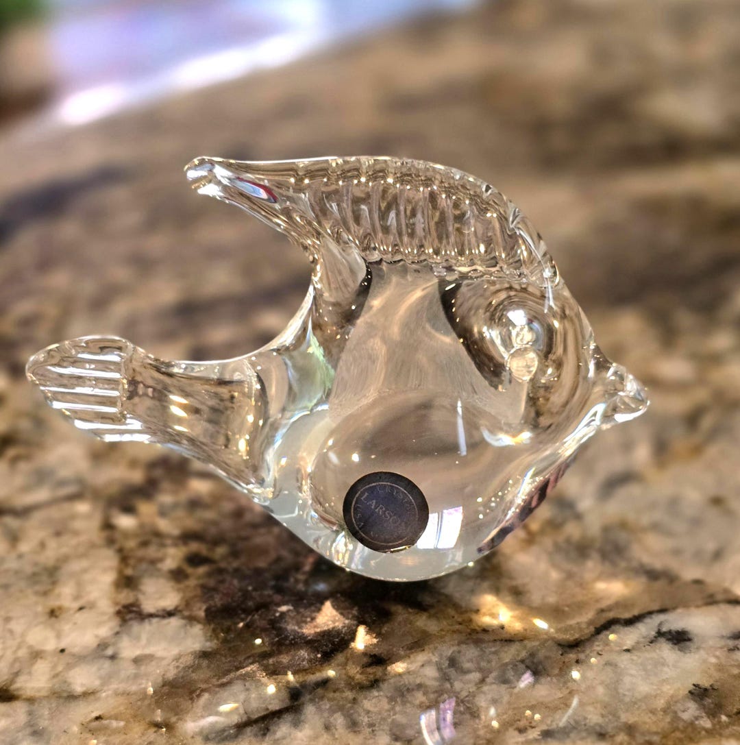 Vintage Larson Crystal Clear Fish Figurine - Etsy