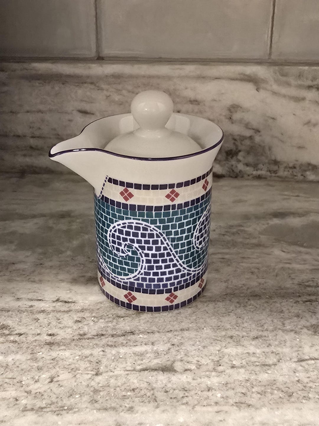 DANSK Designs Mosaic Wave Pattern Covered Creamer Portugal - Etsy