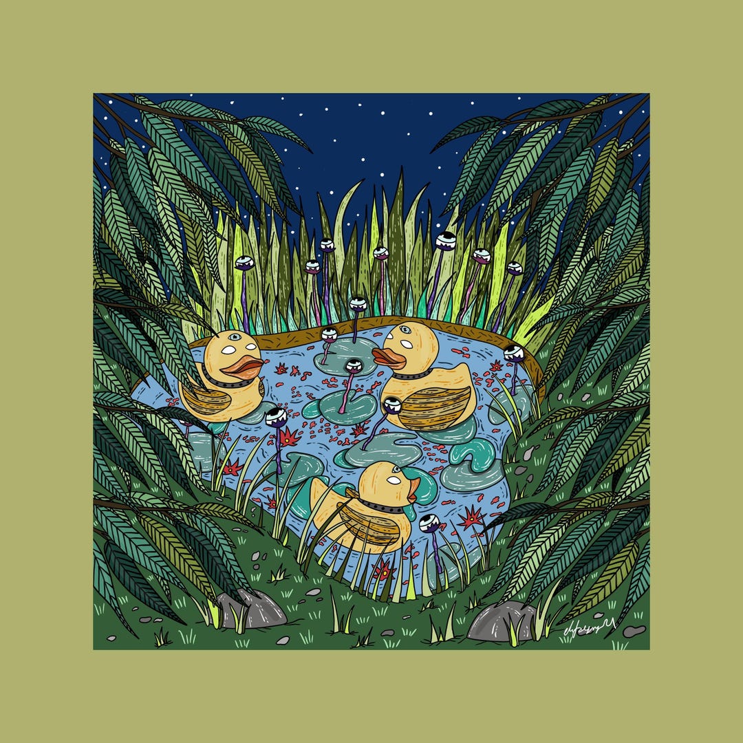 Duckies, Duck Illustration, Surreal Illustration Poster, Dark Art ...