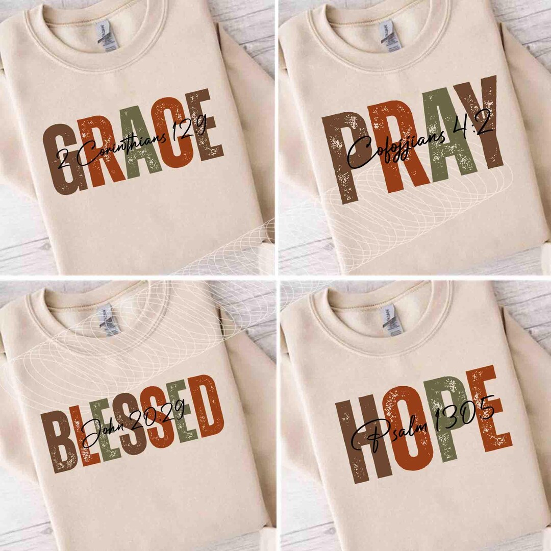 Bible Fall Vibes Bundle PNG, Grace Joy Pray Believe Design, Fall Jesus ...