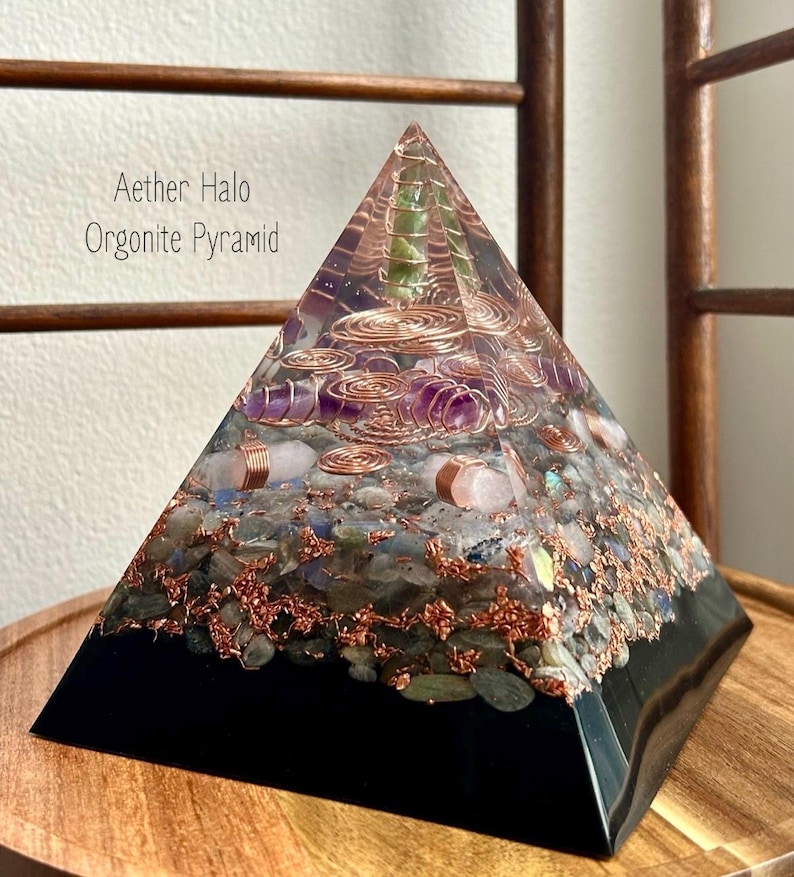 Aether Halo - Radiant Clarity Orgonite Pyramid for Focus, Aura Light ...