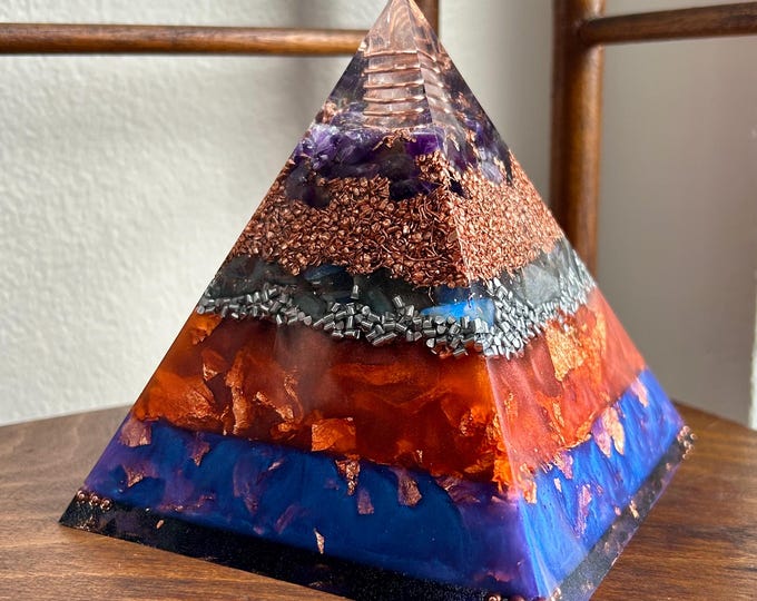 Cosmic Color Pop Orgonite Pyramid | Amethyst, Moonstone and Copper ...