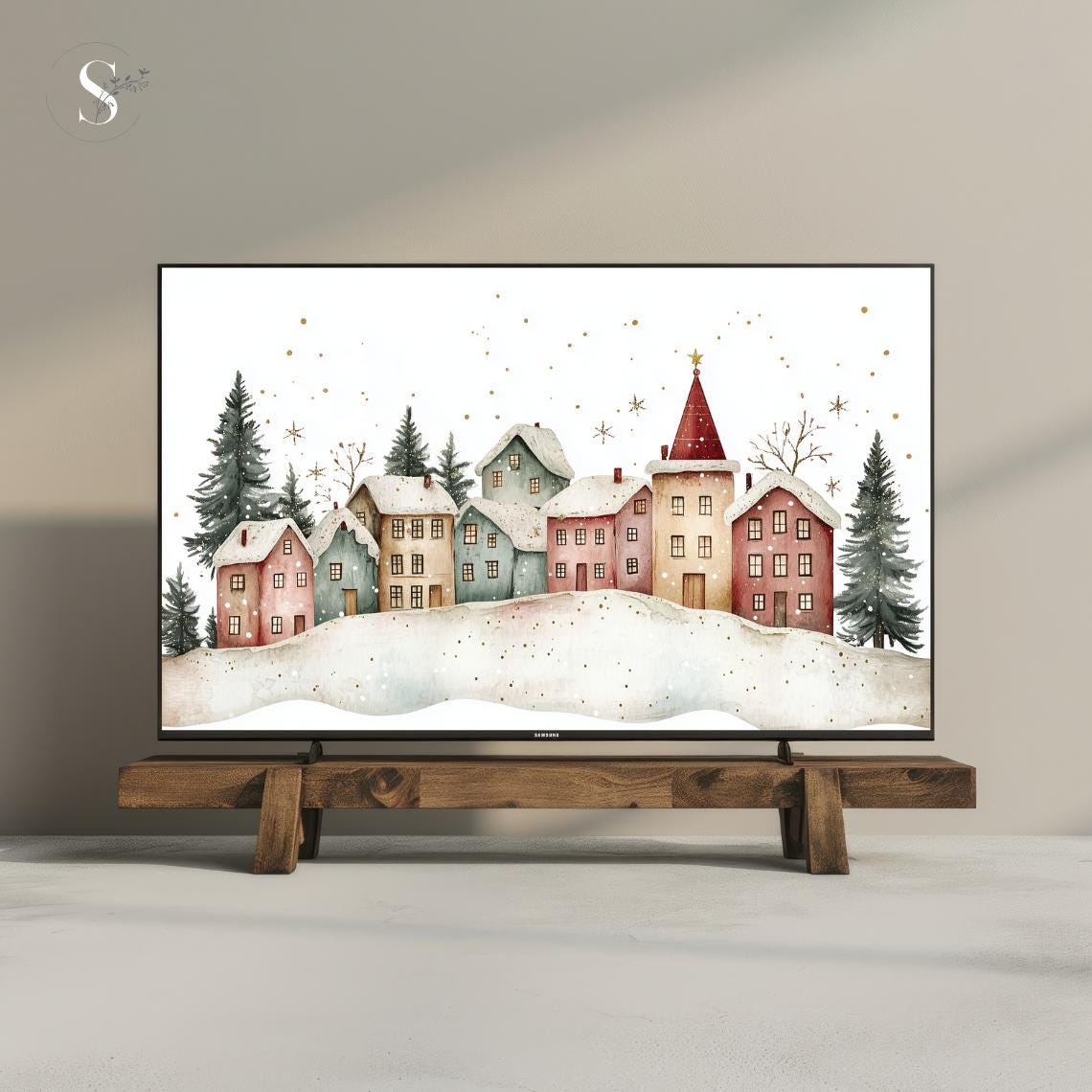 Christmas Winter Village Frame TV Art, Samsung Frame TV, Winter Night ...
