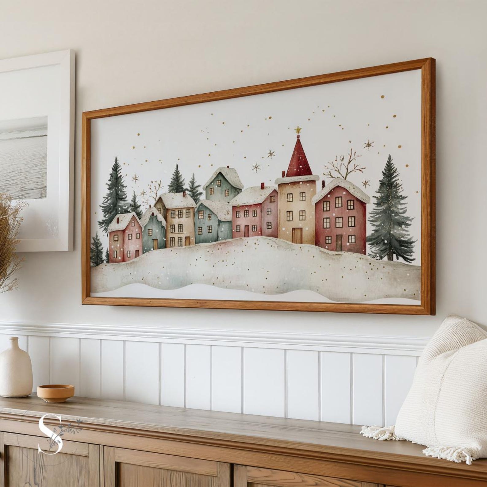 Christmas Winter Village Frame TV Art, Samsung Frame TV, Winter Night ...