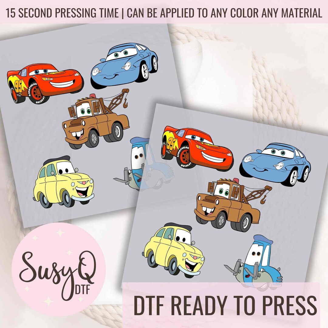 Cars DTF Transfers, Cars DTF, Mcqueen Iron on Transfers, Cars Ready to ...