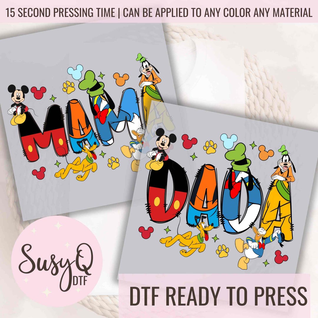 Mama Dada Sister Brother Mickey DTF Transfers, Mama Mickey DTF, Dada ...