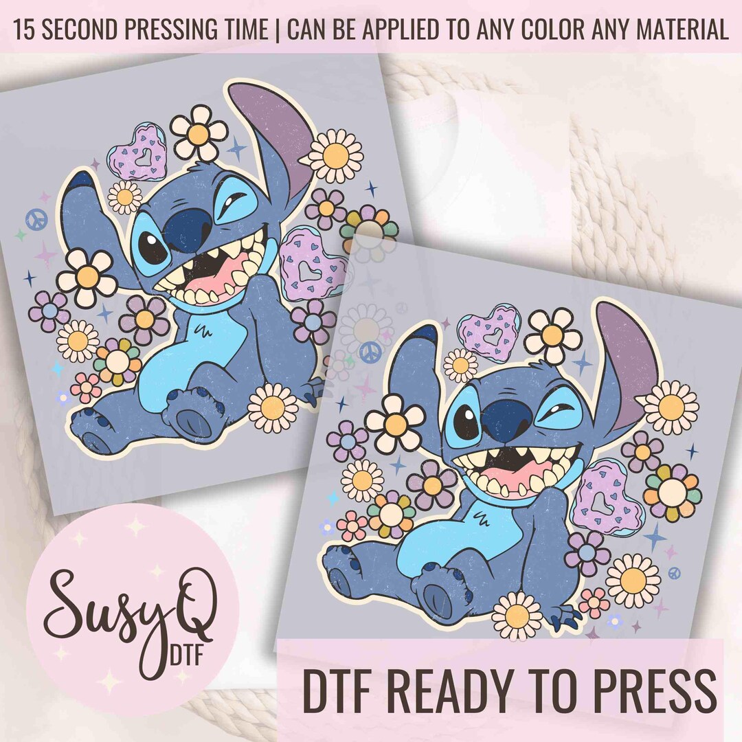 Stitch DTF Transfers, Stitch Disney Transfers, Cute Disney Iron on ...