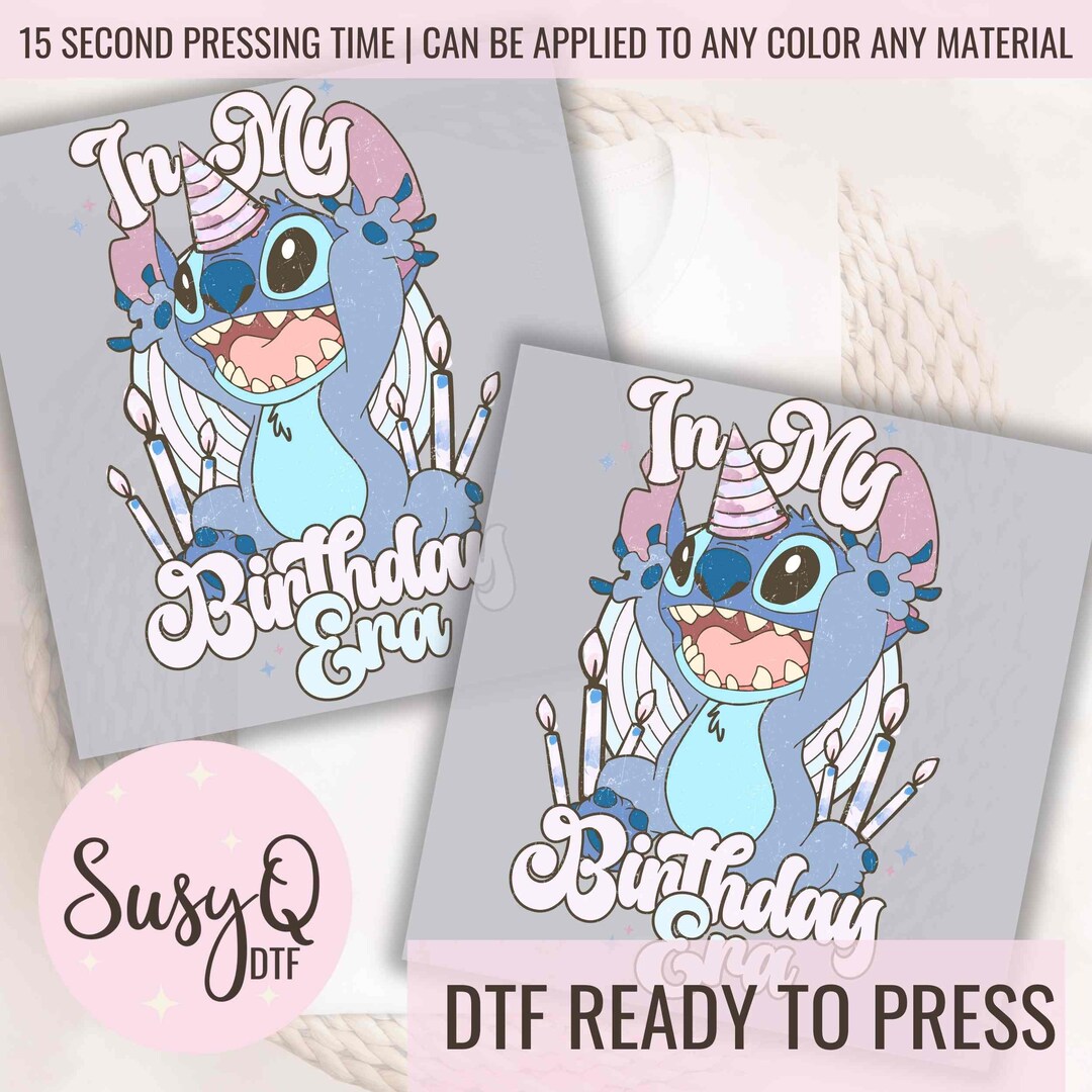 Stitch Birthday DTF Transfers, Stitch Disney Transfers, Cute Disney ...