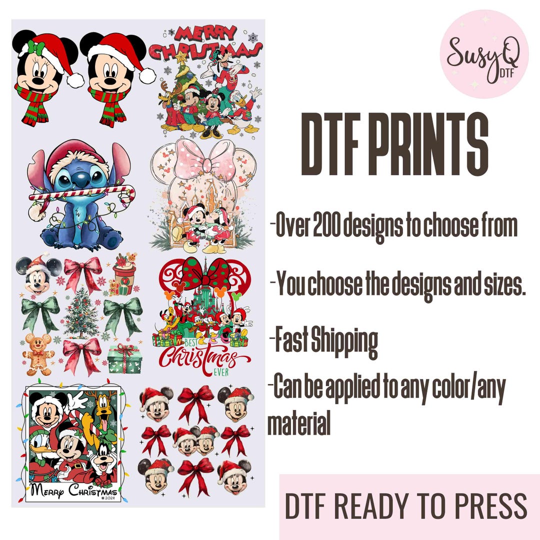 Mickey Christmas DTF Transfers, Christmas Iron on DTF, Christmas ...