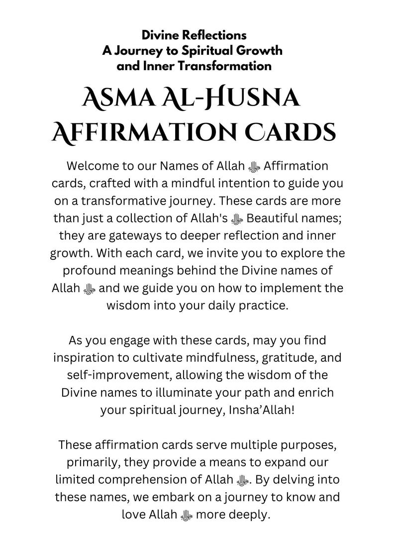 99 Names of Allah, Islamic Affirmation Cards, Asma Al Husna, Islamic ...