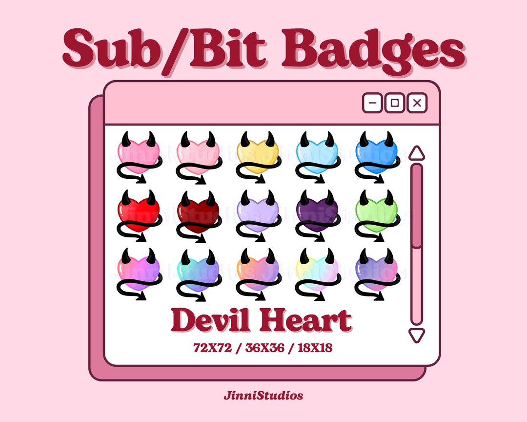 15 Devil Heart Wings Twitch Sub and Bit Badges (instant Download) - Etsy