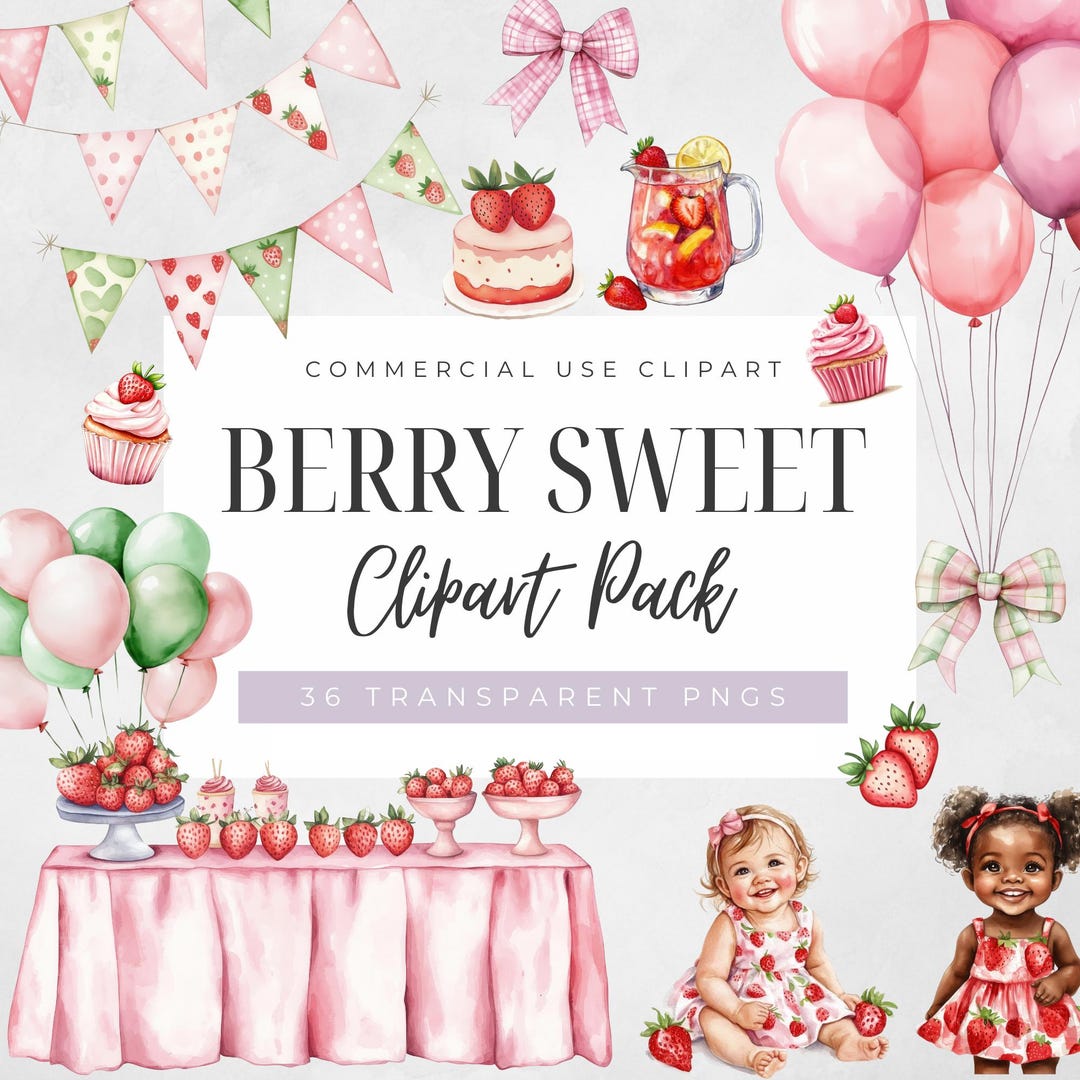 Berry Sweet Baby Shower Clipart, Berry Sweet Birthday Clipart, Berry ...