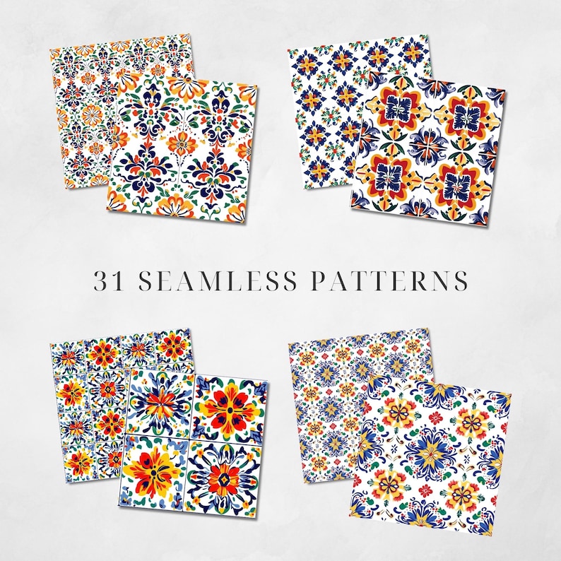 Mexican Talavera Clipart Set, Mexican Tiles Clipart, Digital Sticker ...