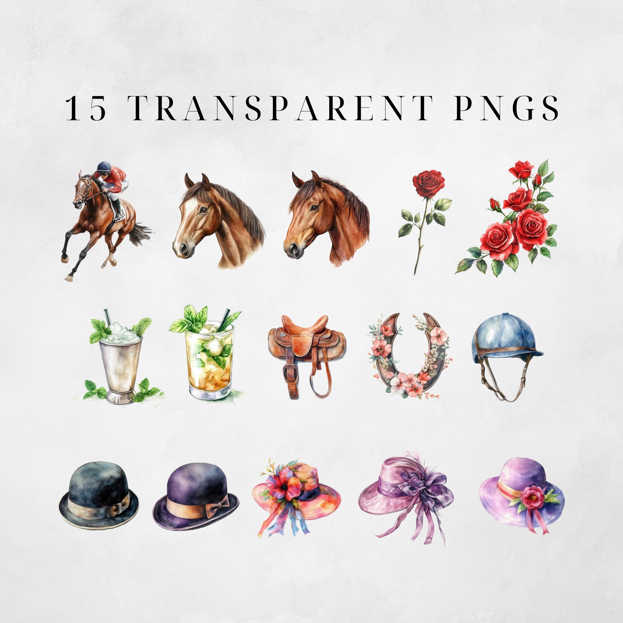 Derby Watercolor Clipart, Horse Racing Clipart, Digital Download, Hat ...