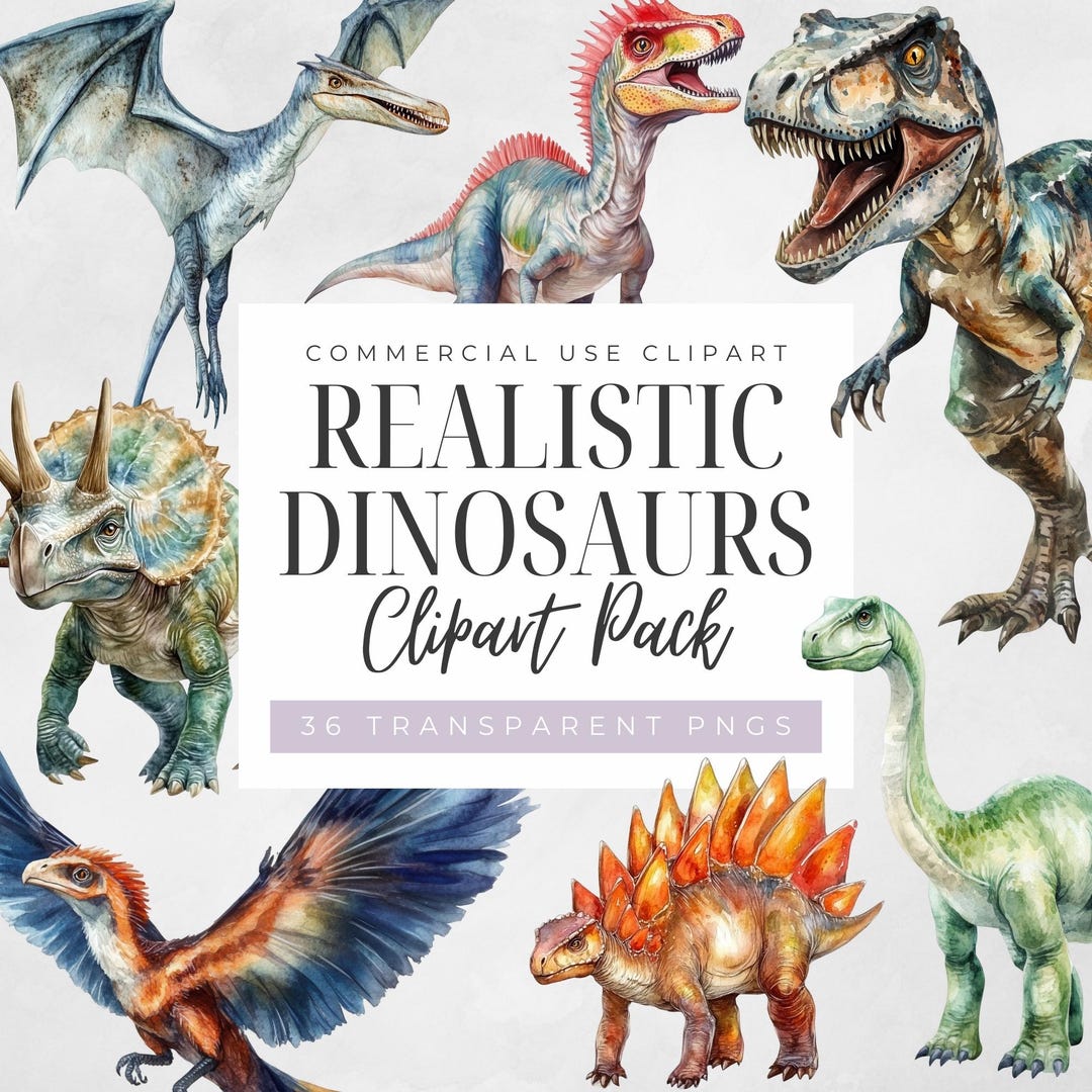 Realistic Dinosaur Clipart, T-rex, Prehistoric Illustrations, Digital ...