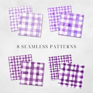 Purple Gingham Seamless Pattern Clipart, Digital Papers Download ...