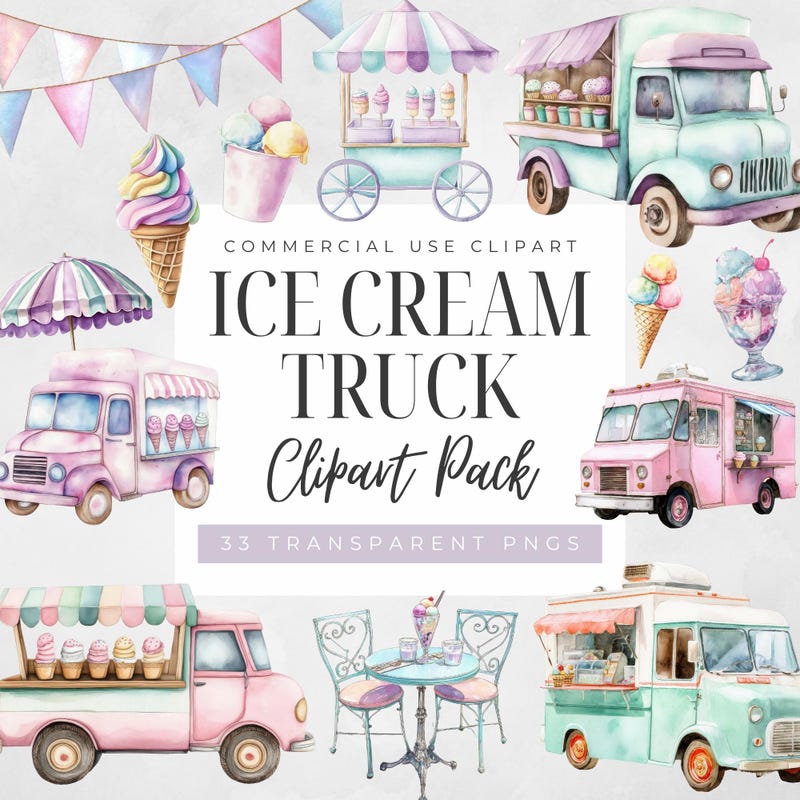 Ice Cream Truck Clipart - Etsy