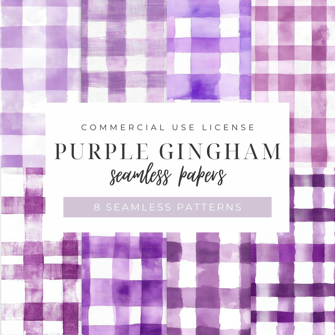 Purple Gingham Seamless Pattern Clipart, Digital Papers Download ...