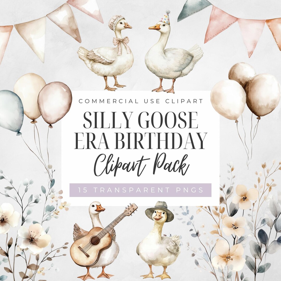 Goose With Balloon Clipart, Our Little Goose Baby Shower, Silly Goose ...