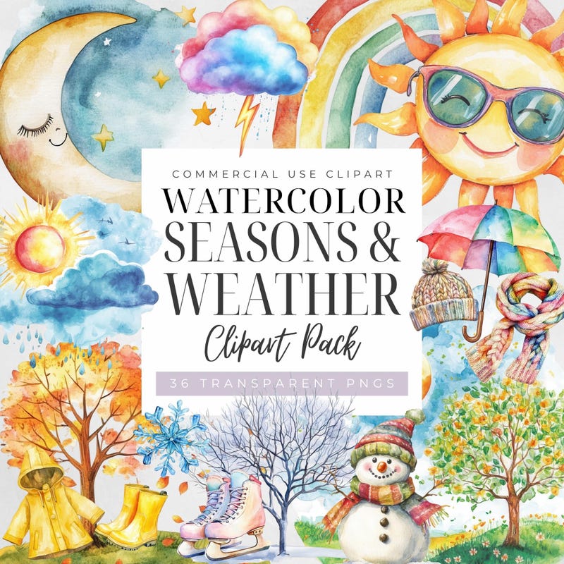 Four Seasons Clipart - Etsy