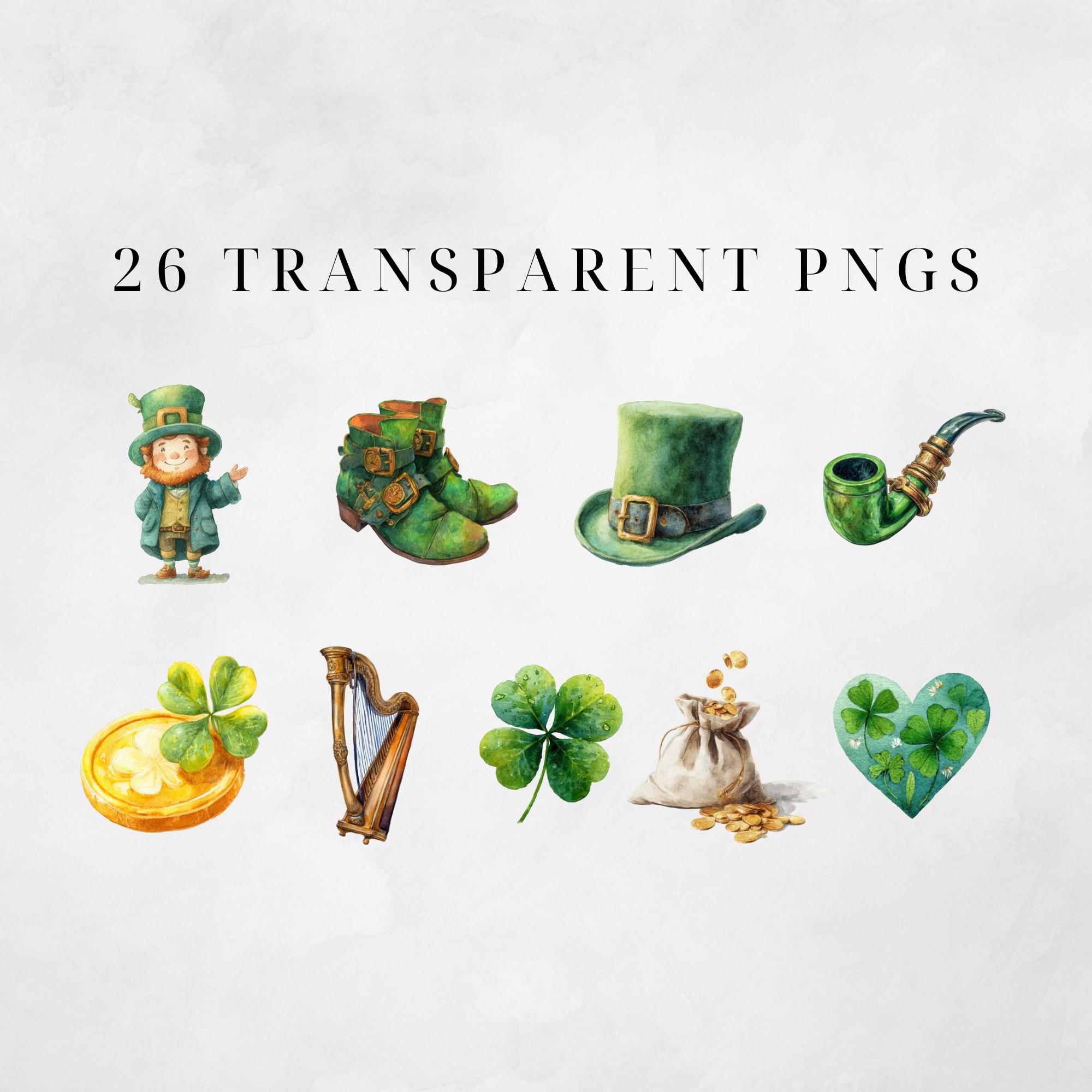 Watercolor St Patricks Day Clipart, Cute Leprechaun, Shamrock, Rainbow ...