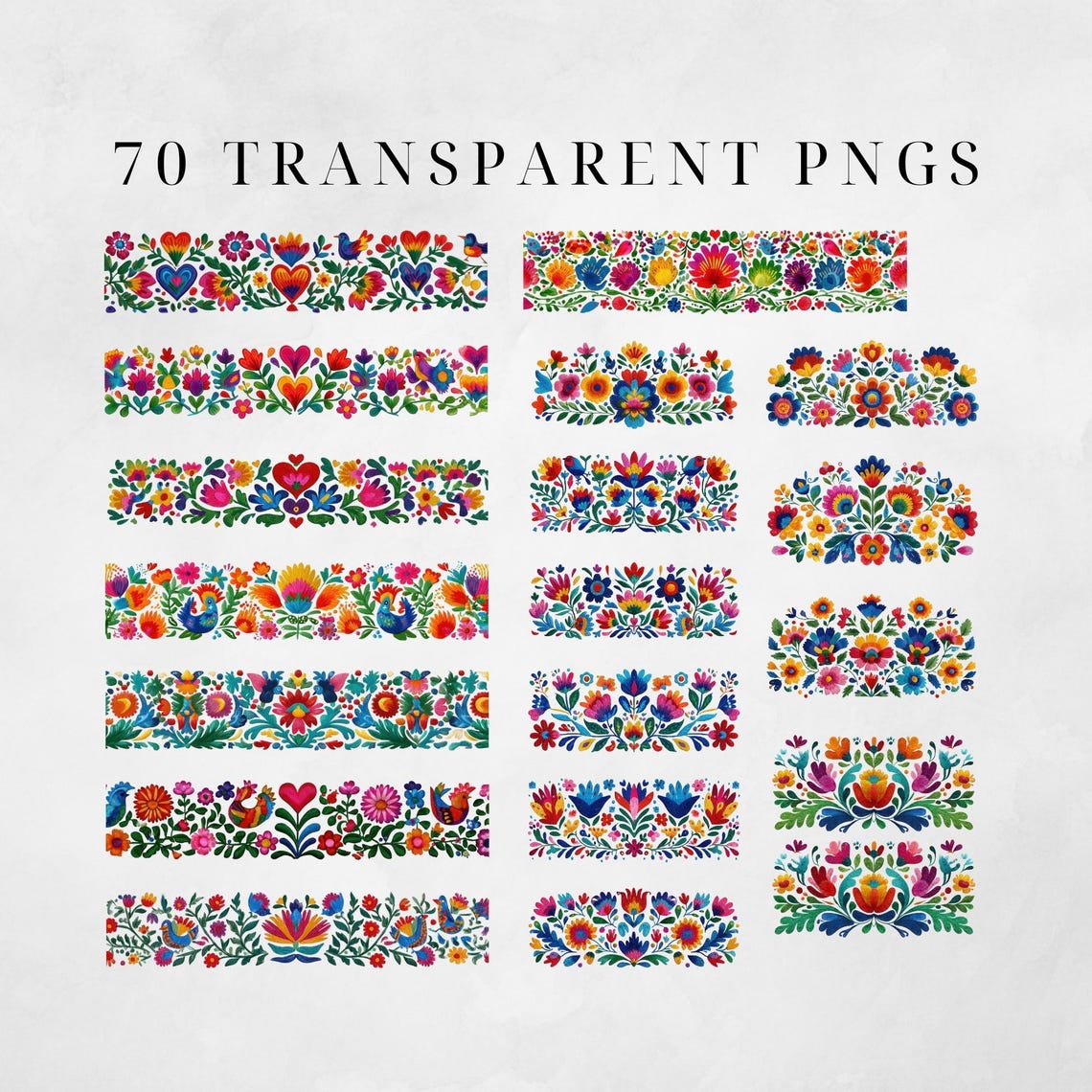 Colorful Mexican Otomi Clipart: Designs, Borders and Frames (digital ...