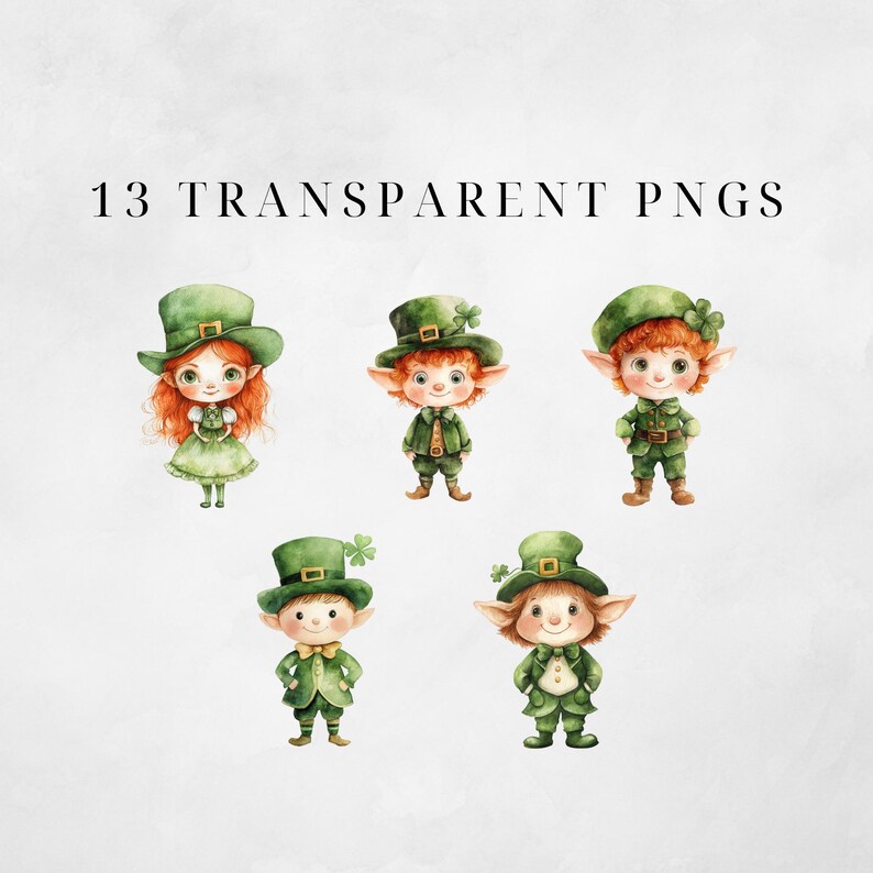 St Patricks Day Clipart, Cute Watercolor Boy & Girl Leprechaun ...