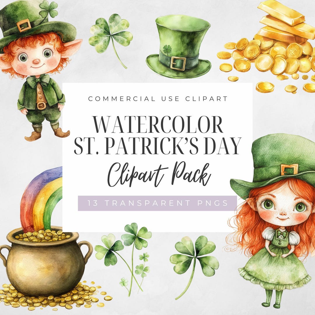 St Patricks Day Clipart, Cute Watercolor Boy & Girl Leprechaun ...