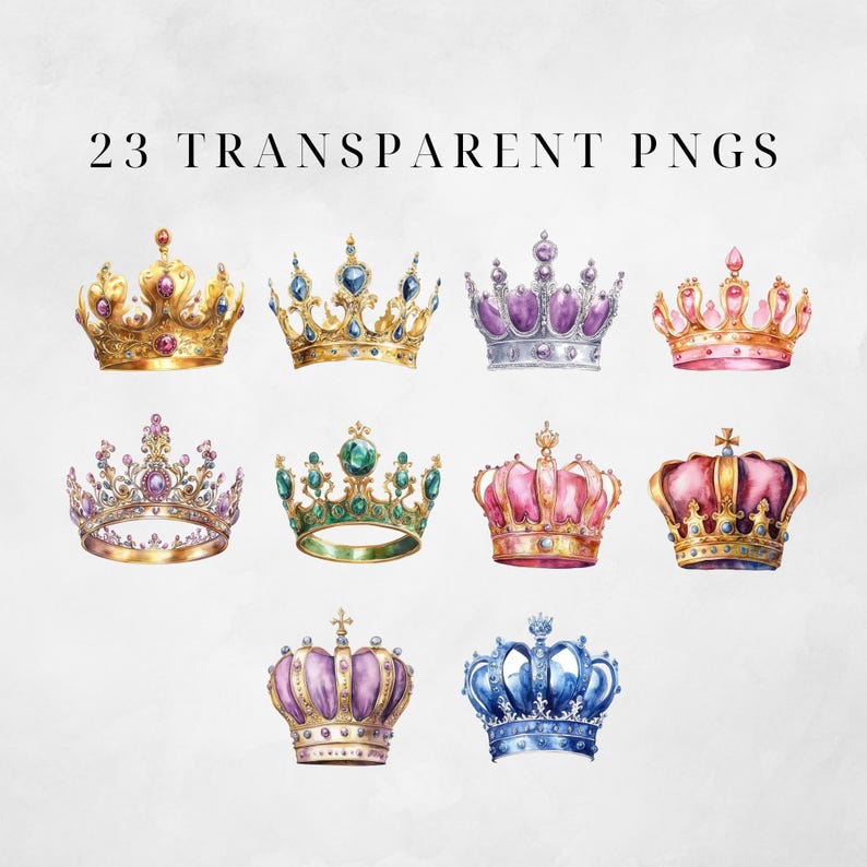 Watercolor Royal Crown Clip Art, Digital Download, Commercial Use ...