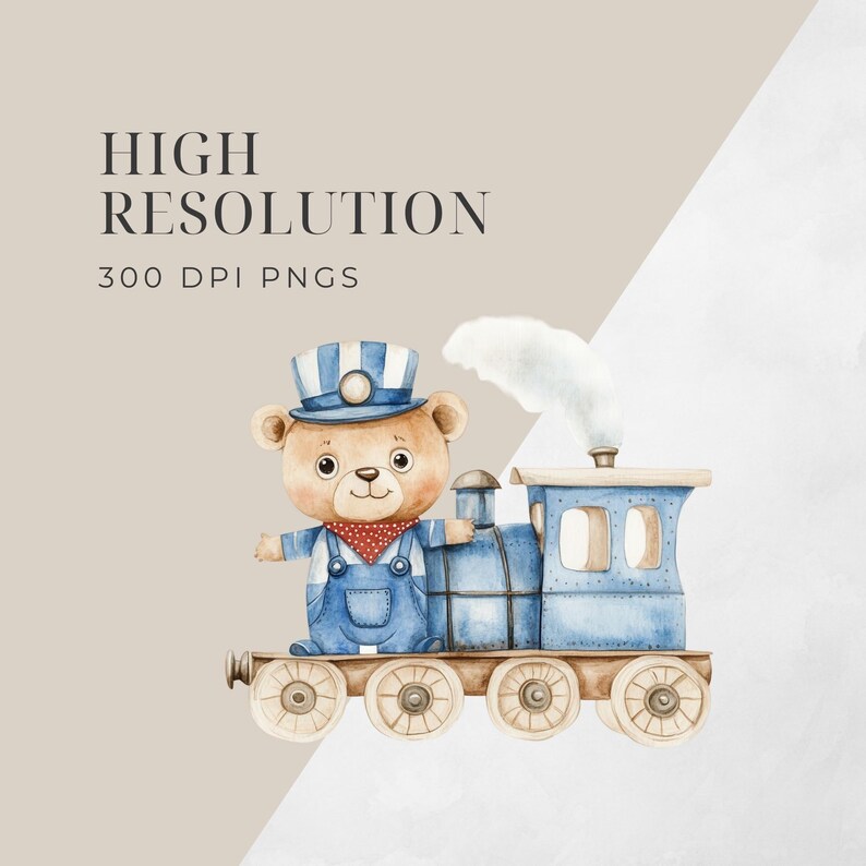 Watercolor Birthday Train Clipart, Blue Baby Shower, Boy Birthday Party ...