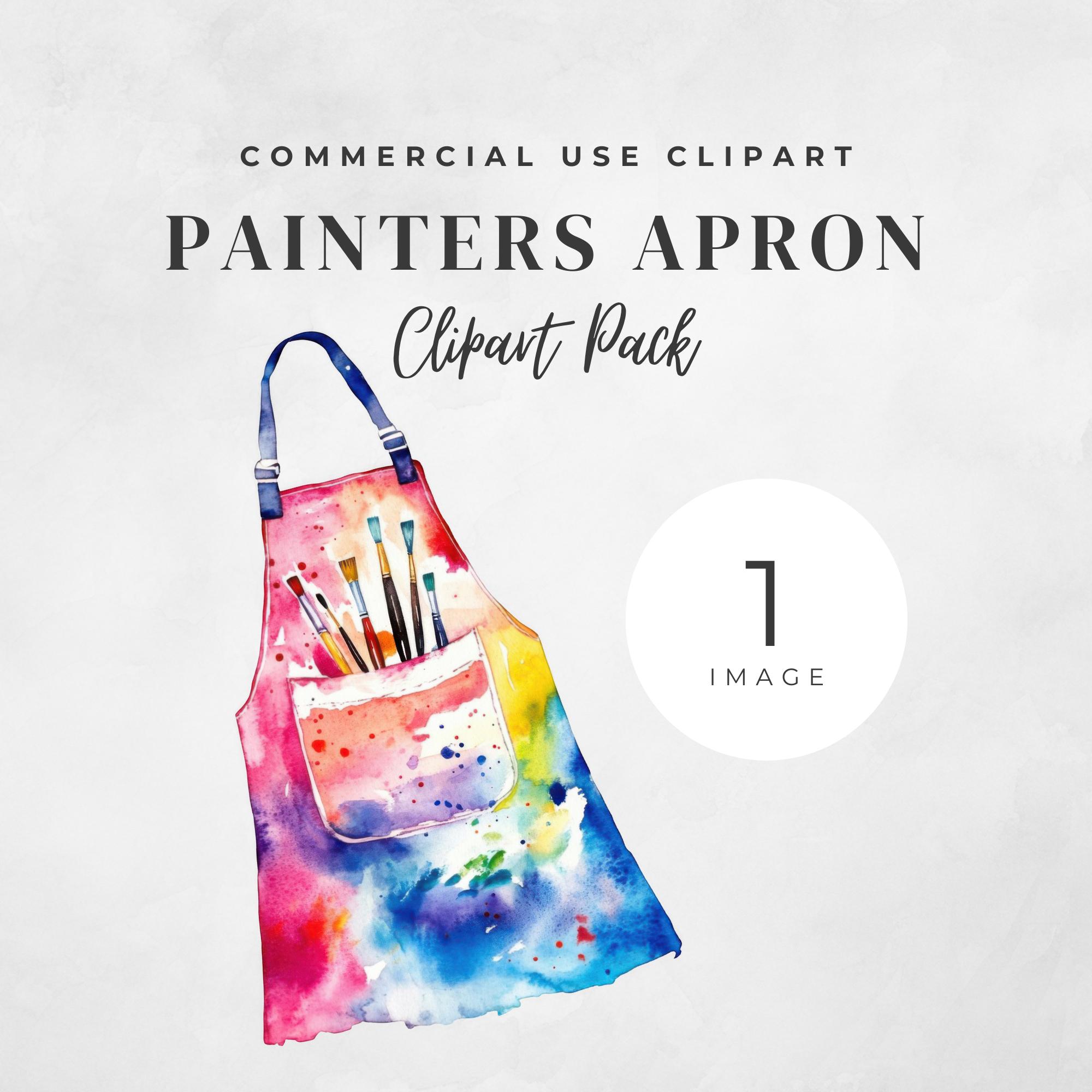 Clipart Watercolor Painters Apron, Watercolor Artist Supplies, Artistic ...