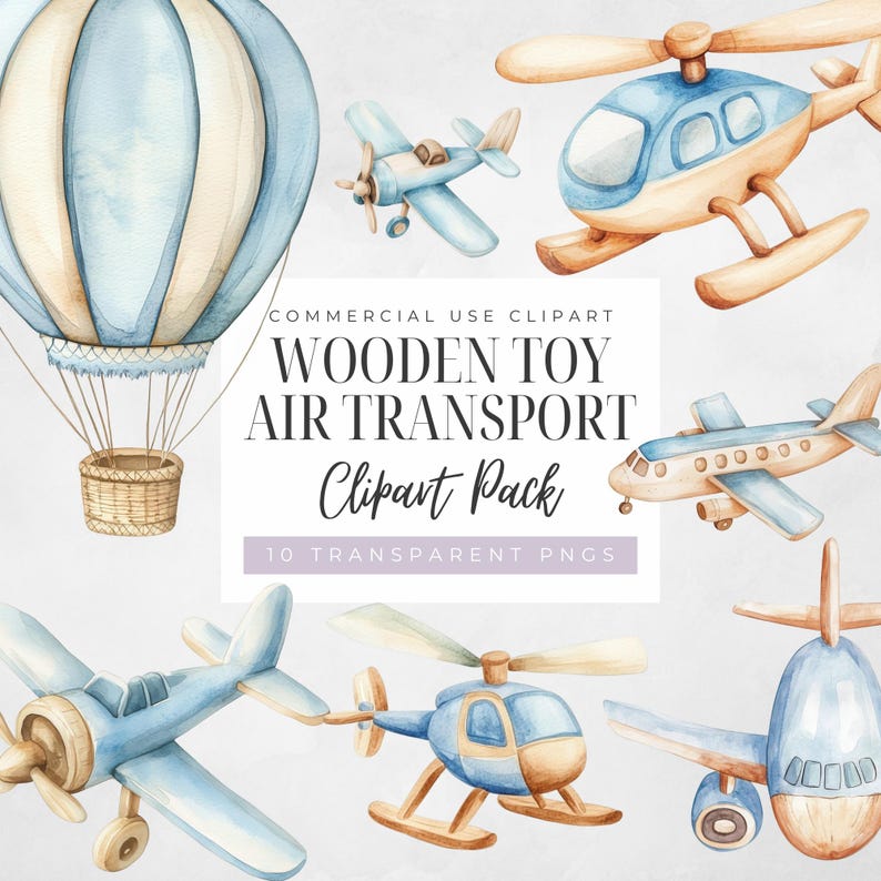 Air Transport Watercolor Clipart, Little Aviator Toy, Blue Baby Shower ...