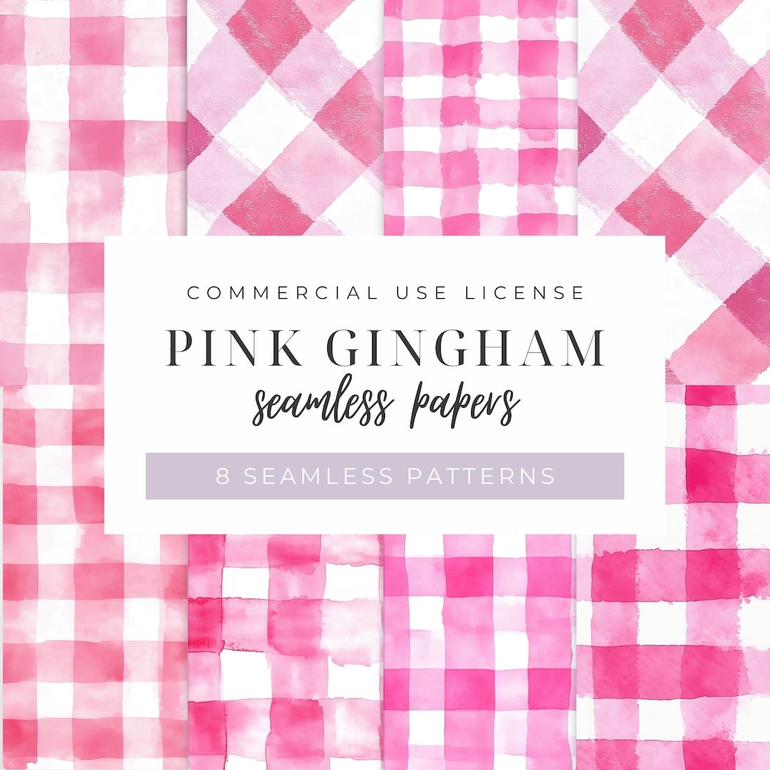 Pink Gingham Seamless Pattern Clipart, Digital Papers, Checkered ...