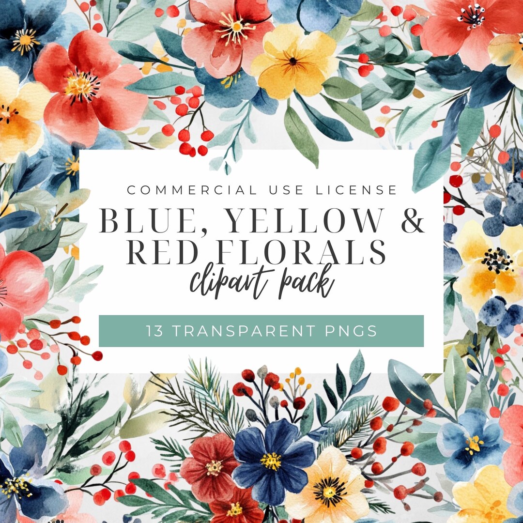 Winter Floral Watercolor Clipart, Watercolor Clipart, Floral Clipart ...