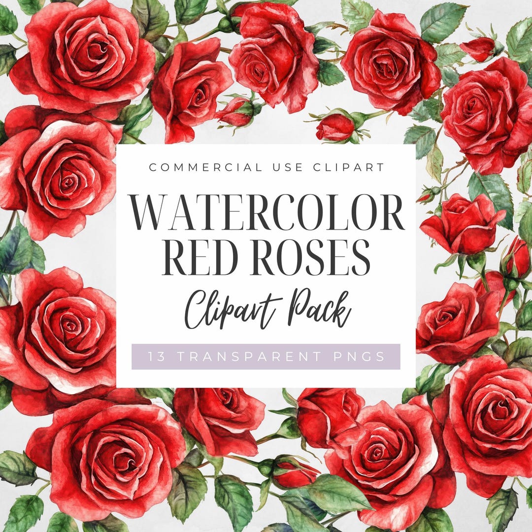 Red Rose Watercolor Clipart, Flower Transparent Png, Valentine Floral ...