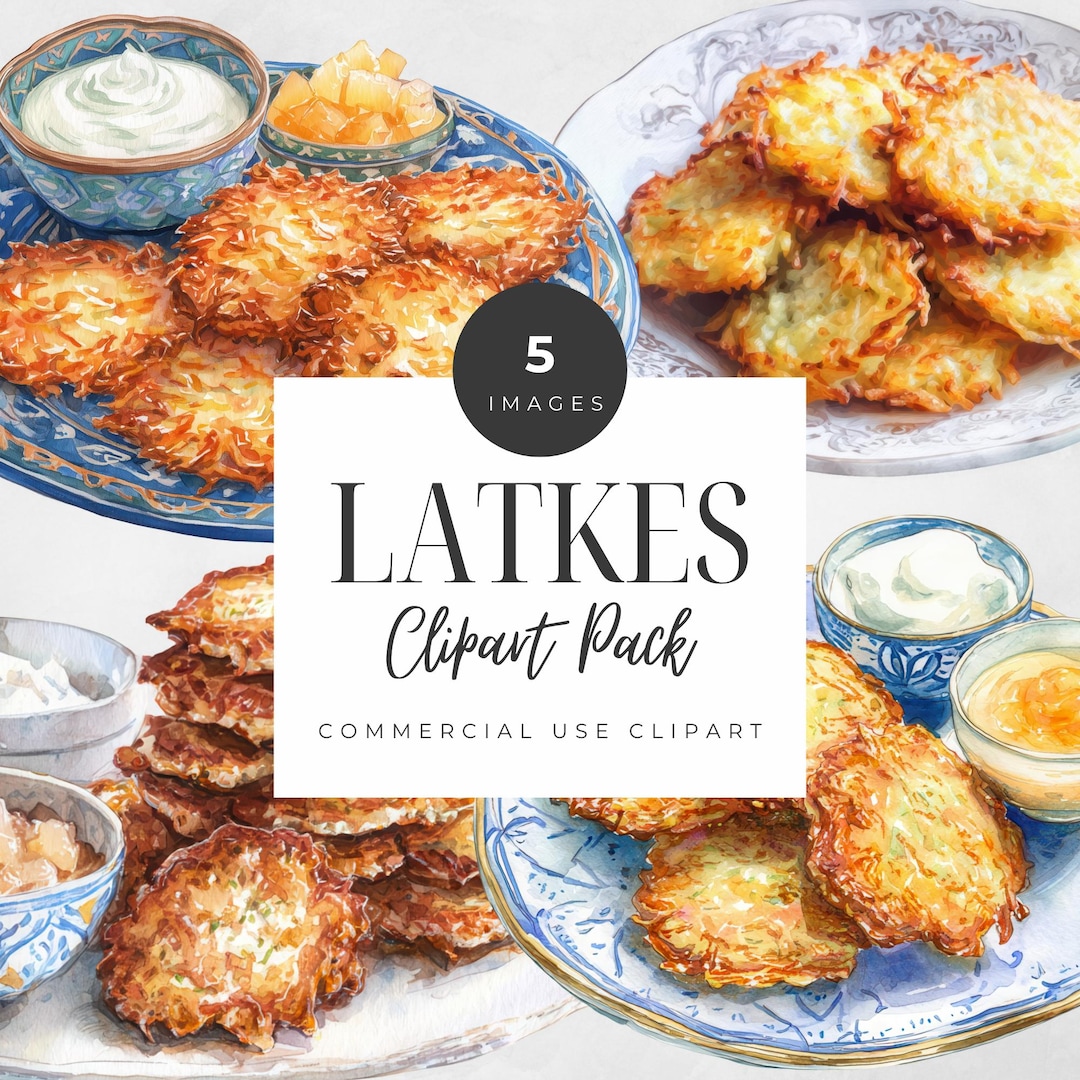 Watercolor Latkes Clipart Pack, Potato Pancake PNG, Hanukkah Dinner ...
