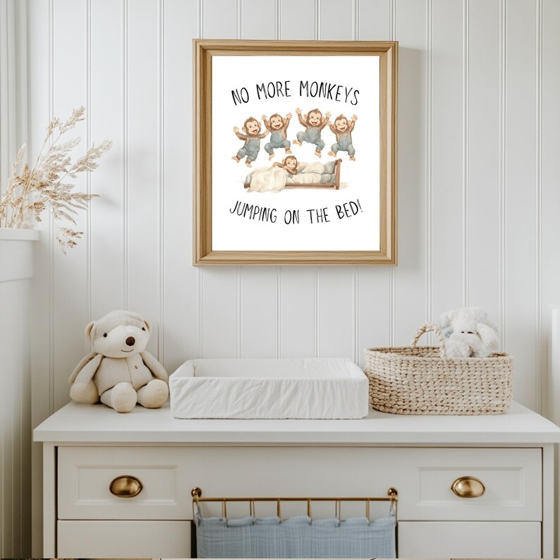 Watercolor Nursery Rhymes Clipart, Five Little Monkeys Jumping on the ...