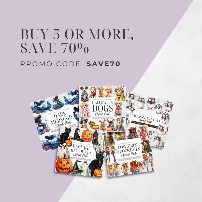 Vintage Halloween Witch Clipart: Girls, Cats, Candy (PNG Digital ...